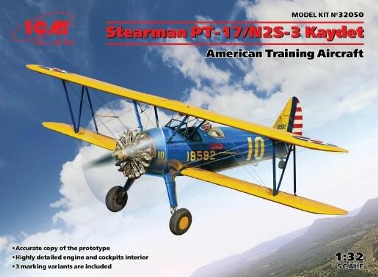 ICM Models 1/32 ICM Stearman PT-17/N2S-3 Kaydet , American Training Ai ...